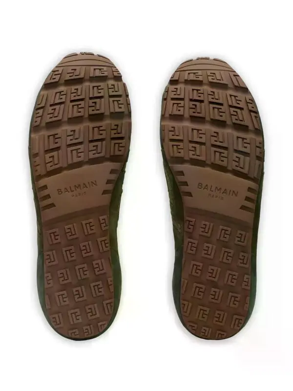 Balmain Racer Trainers In Mesh And Suede - Green