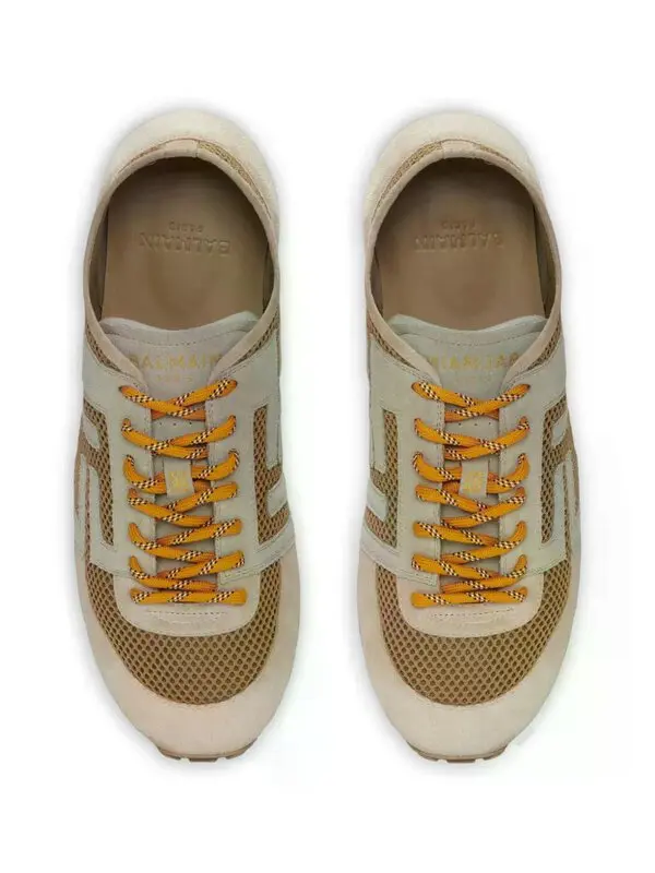 Balmain Racer Trainers In Mesh And Suede - Neutrals