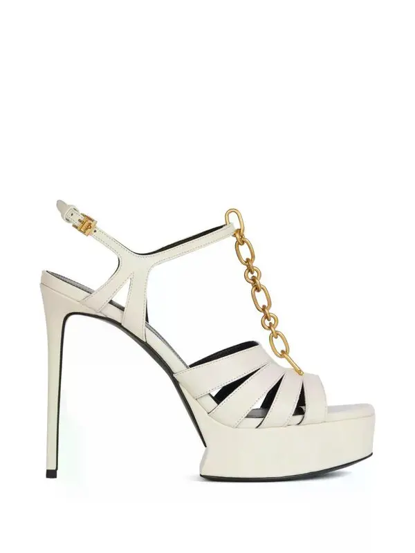 Balmain Smooth Leather Sync Platform Sandals - Neutrals