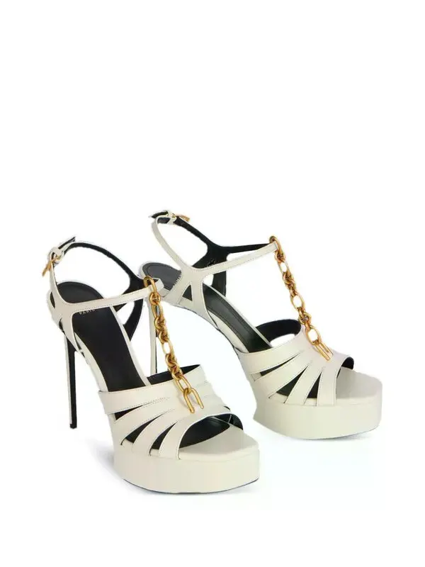 Balmain Smooth Leather Sync Platform Sandals - Neutrals