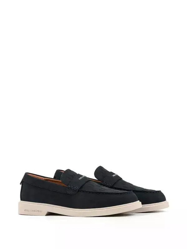 Karl Lagerfeld Monogram Embossed Leather Loafers