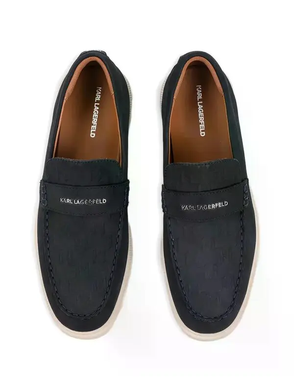 Karl Lagerfeld Monogram Embossed Leather Loafers
