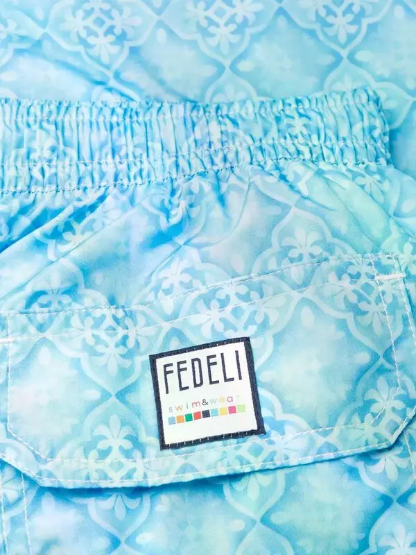 Fedeli Recycled Polyester Swim Shorts With Habibi Print