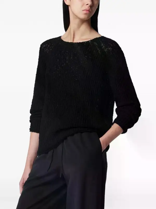 DUNST Crochet-knit Crew Neck Sweater