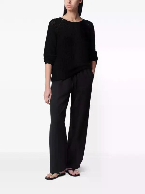 DUNST Crochet-knit Crew Neck Sweater