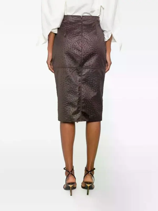 Elisabetta Franchi Ostrich-effect Midi Pencil Skirt