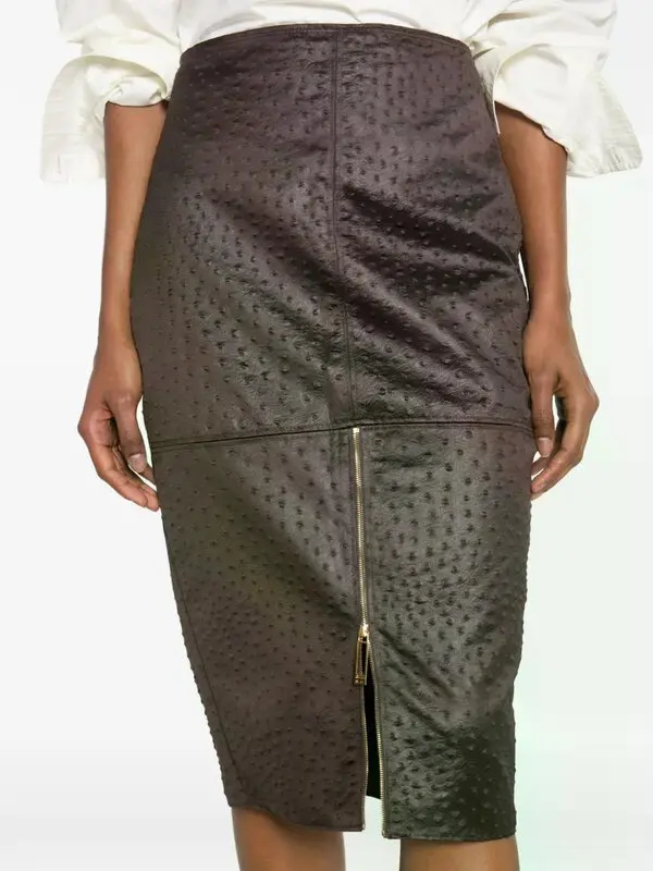 Elisabetta Franchi Ostrich-effect Midi Pencil Skirt
