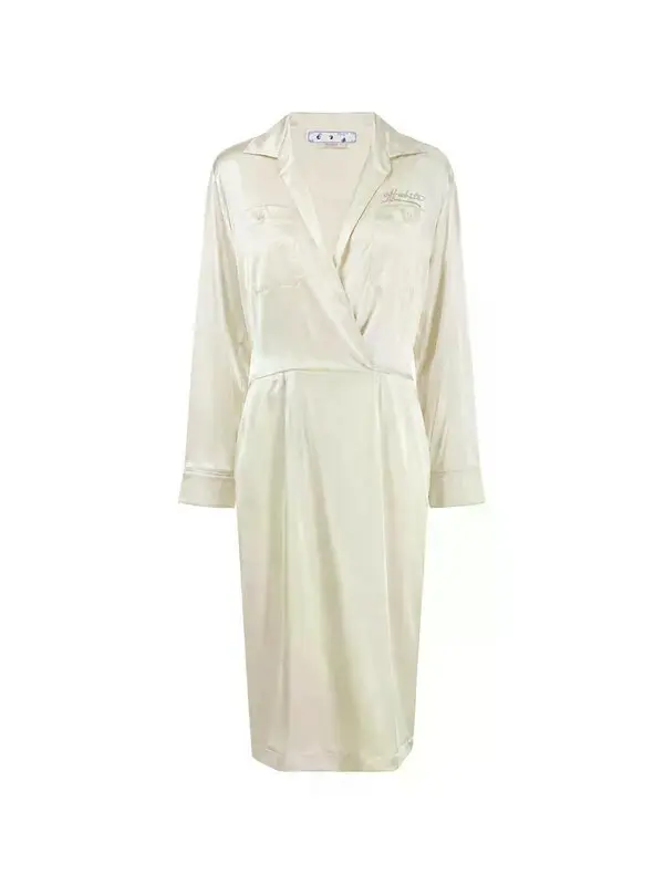 Off-White Satin Midi Dress