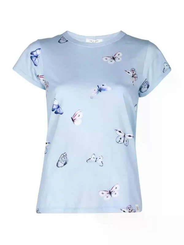 Rag & Bone Butterfly Print T-shirt - Blue