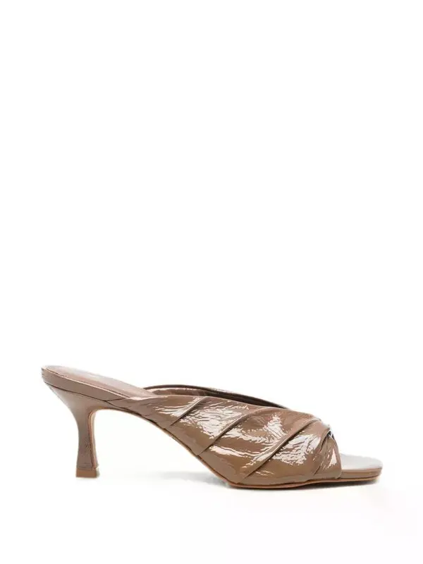 ANDREA CARRANO Ruched Crossover-strap Sandals - Brown
