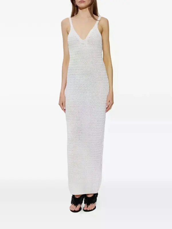 Balmain Crochet-knit V-neck Maxi Dress