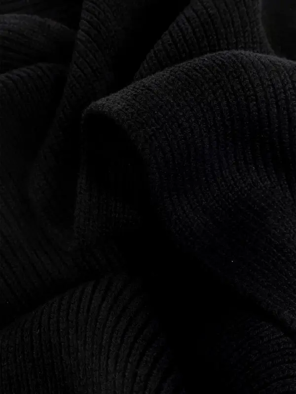 Versace Ribbed-knit Medusa-plaque Scarf - Black