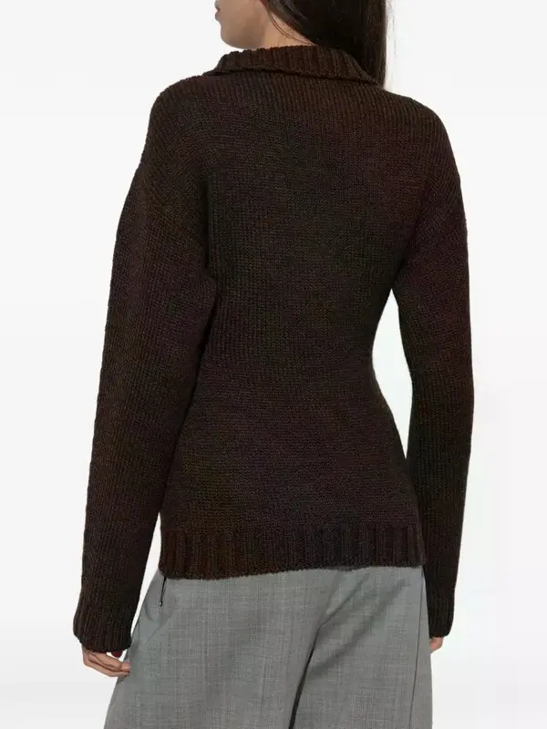JIL SANDER Ribbed Knit Half-zip Sweater