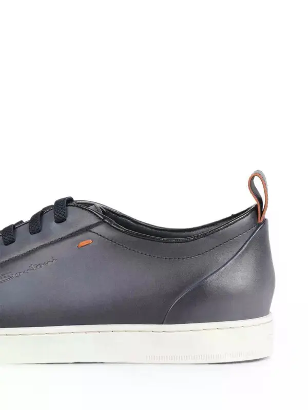 Santoni Logo Debossed Leather Sneakers