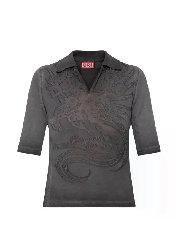 DIESEL® T-bea" Burnout Logo V-neck T-shirt - Grey