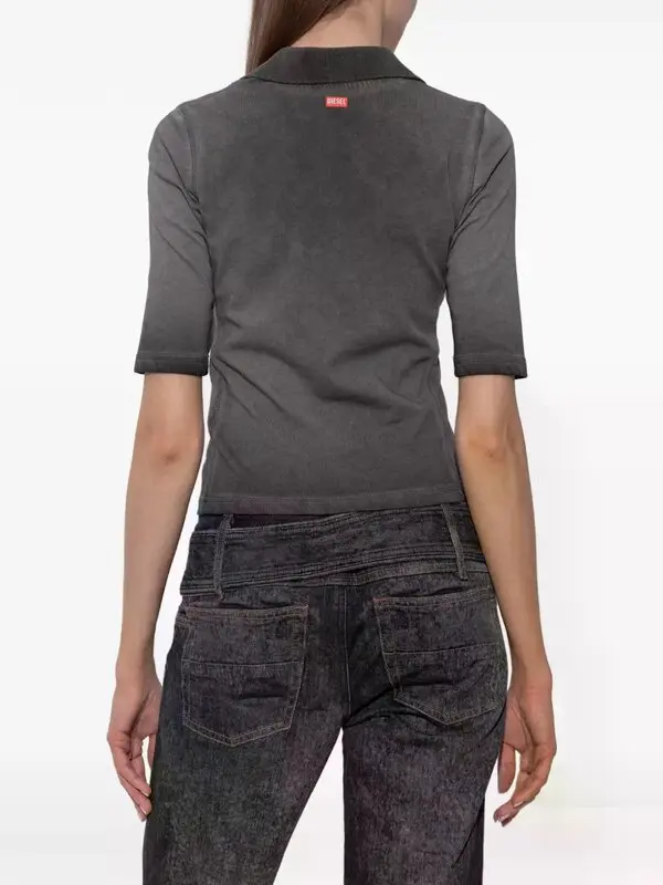 DIESEL® T-bea" Burnout Logo V-neck T-shirt - Grey