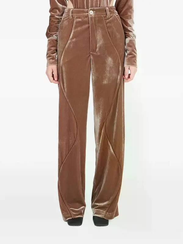 NINAMOUNAH Velvet Seam Detail Trousers