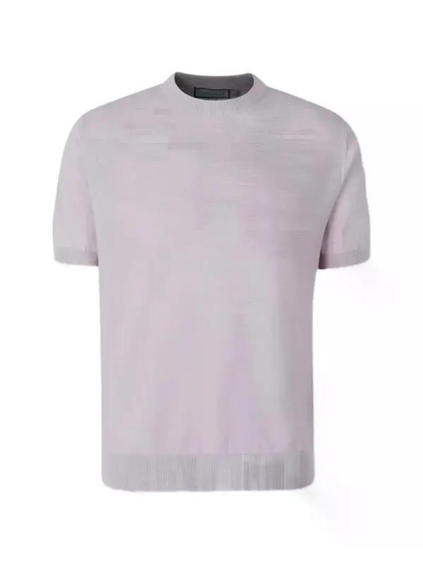 Canali Ribbed Knit Short-sleeve T-shirt