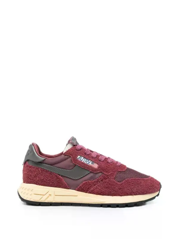 AUTRY Reelwind Suede Panel Logo Patch Sneakers - Red