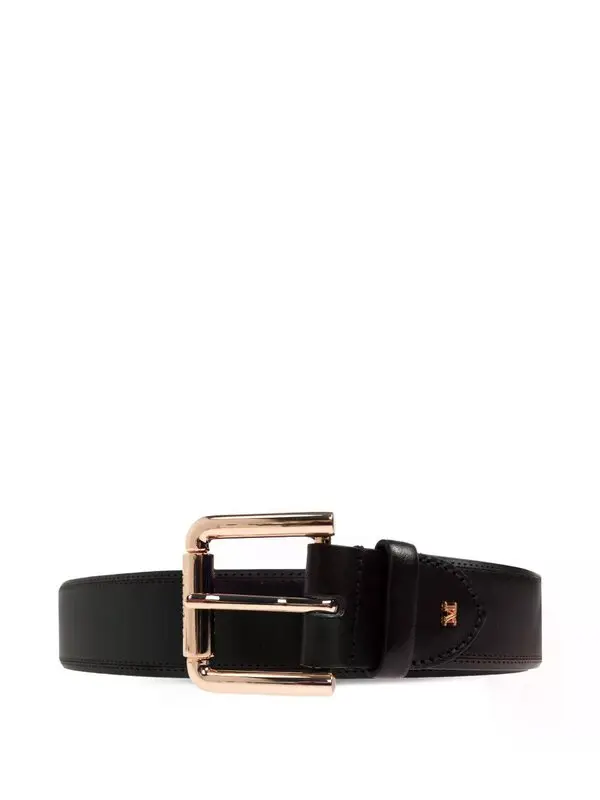 Max Mara Leather Belt With Gold-tone Hardware - Black