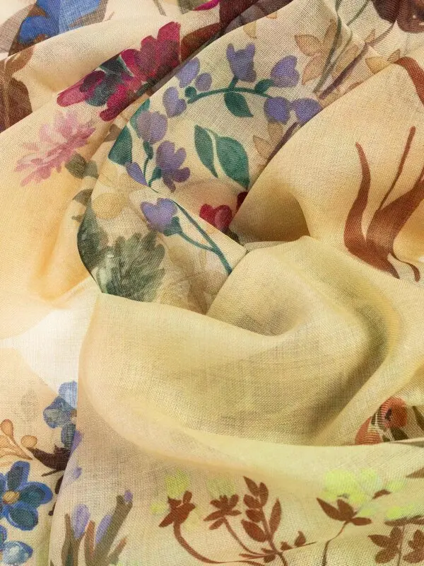 Max Mara Floral-print Frayed Scarf