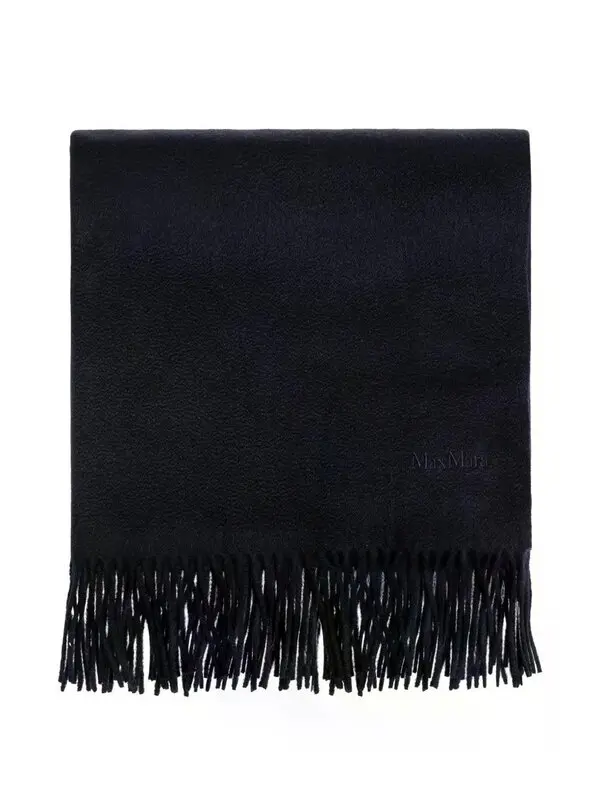Max Mara Fringed Logo-embroidered Scarf - Blue