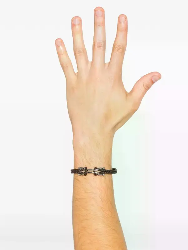 FERRAGAMO Gancini Braided Bracelet - Silver