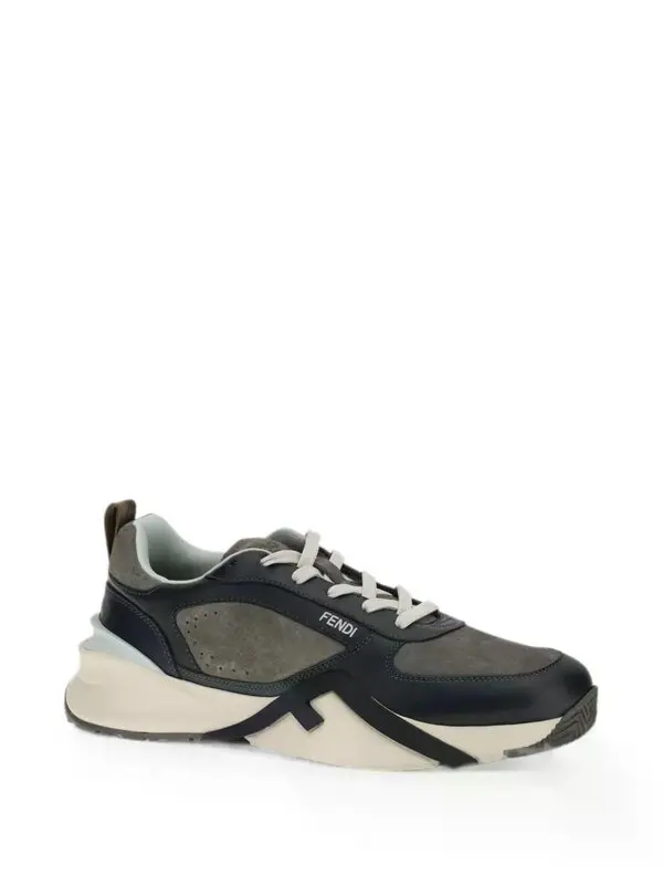 Fendi Flow Panelled Leather Sneakers - Blue