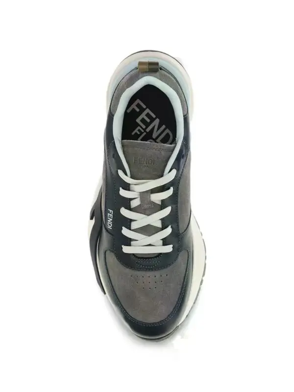 Fendi Flow Panelled Leather Sneakers - Blue