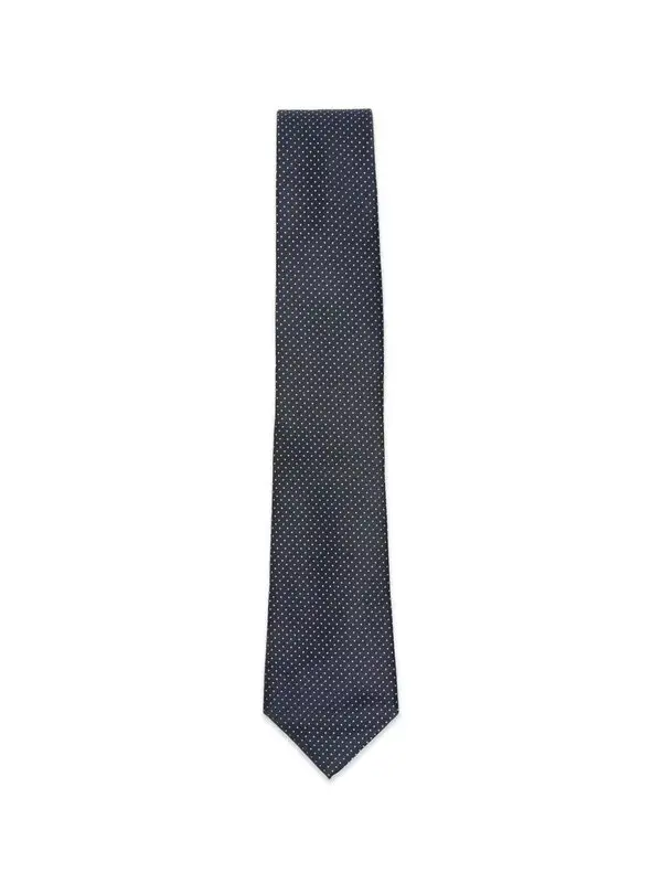 Canali Polka-dot Twill Tie - Blue