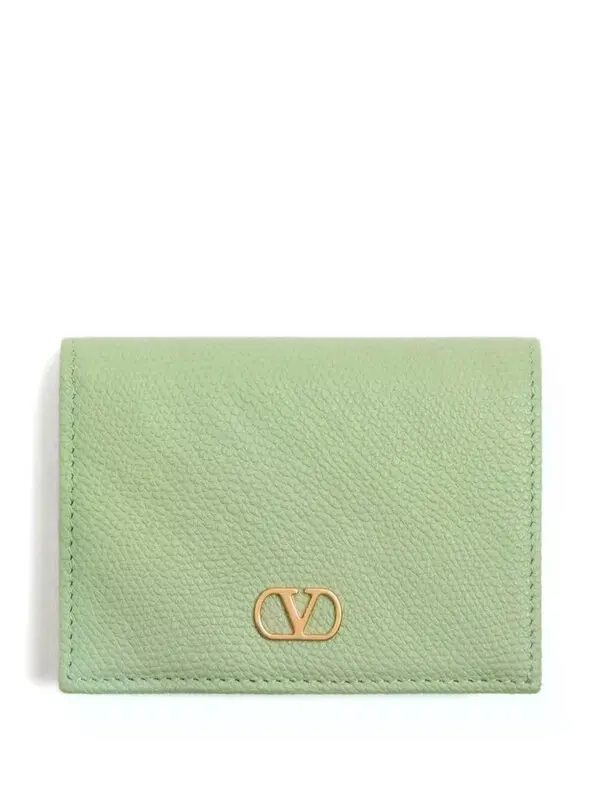 Valentino Garavani Vlogo Signature Grainy Calfskin Wallet - Green