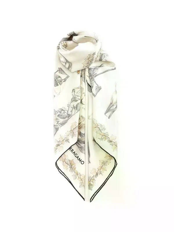FERRAGAMO Eden Floral-print Scarf - Neutrals