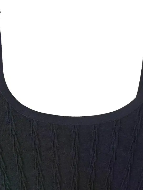 Herve Leger Navy Wool Cable-knit A-line Dress