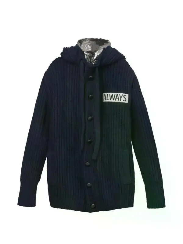Valentino Garavani Rib Knit Metallic Hooded Jacket