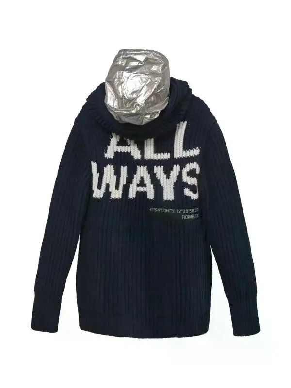 Valentino Garavani Rib Knit Metallic Hooded Jacket