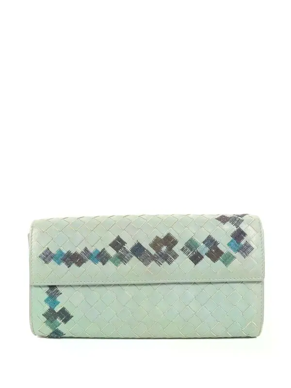 Bottega Veneta Intrecciato Embroidered Wallet - Blue