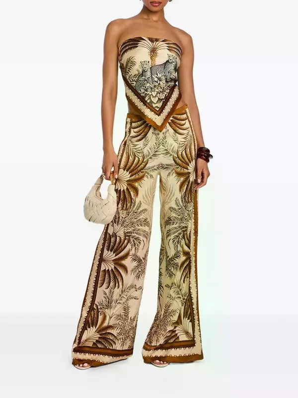 Retrofete Sunny Palm-print Palazzo Pants - Neutrals