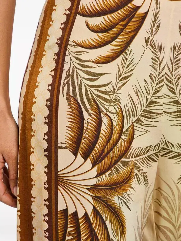 Retrofete Sunny Palm-print Palazzo Pants - Neutrals