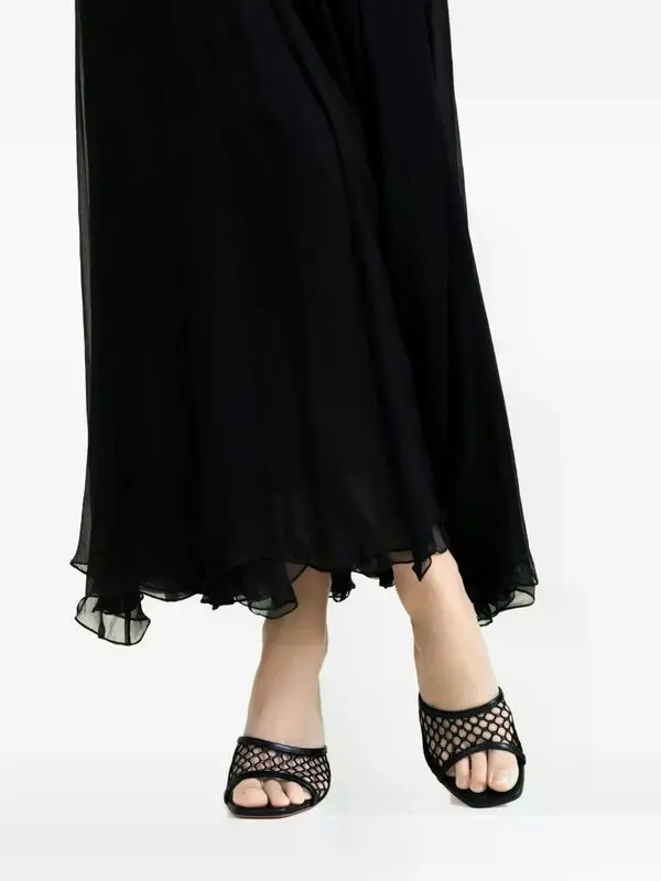 Amina Muaddi Lupita Mesh Mules - Black