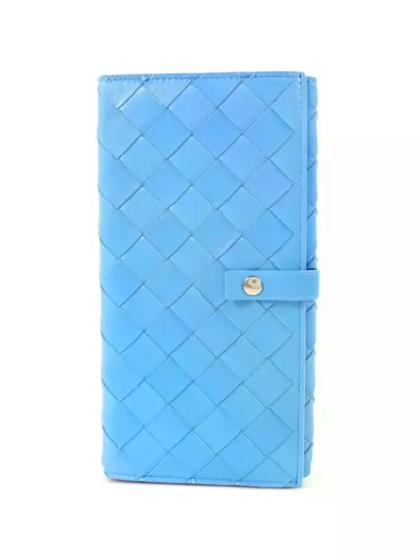 Bottega Veneta Intrecciato Leather Long Wallet - Blue