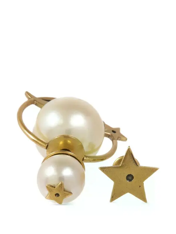 Dior Star Motif Faux Pearl Earrings - Gold