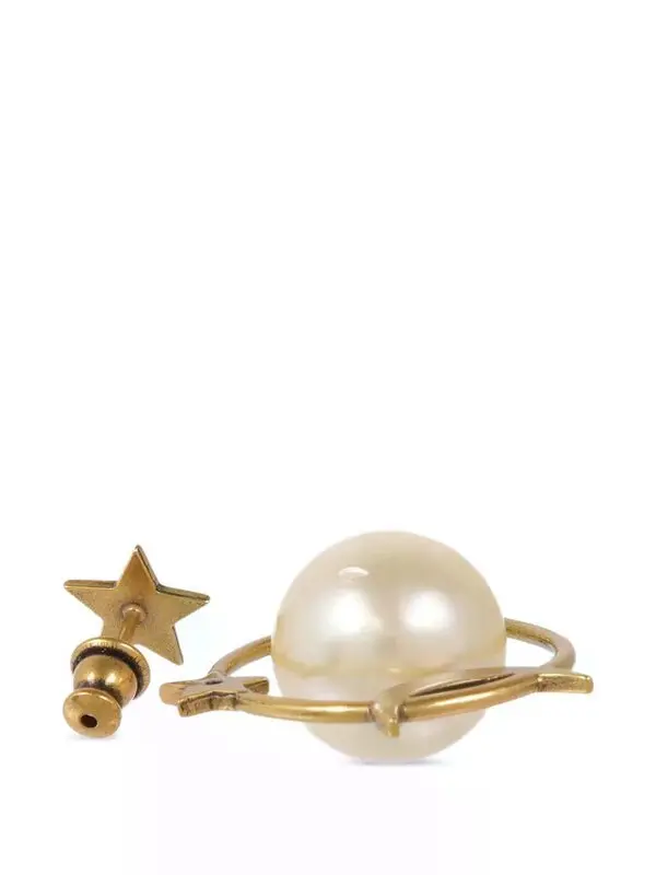 Dior Star Motif Faux Pearl Earrings