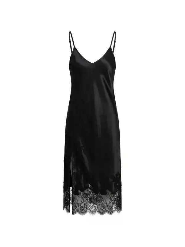 ALMAZ Lace-trim Slip Midi Dress - Black