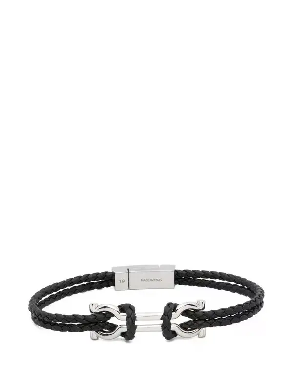 FERRAGAMO Gancini Braided Bracelet - Black