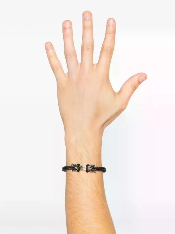 FERRAGAMO Gancini Braided Bracelet - Black
