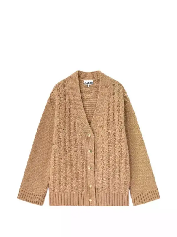 GANNI Cable-knit V-neck Cardigan