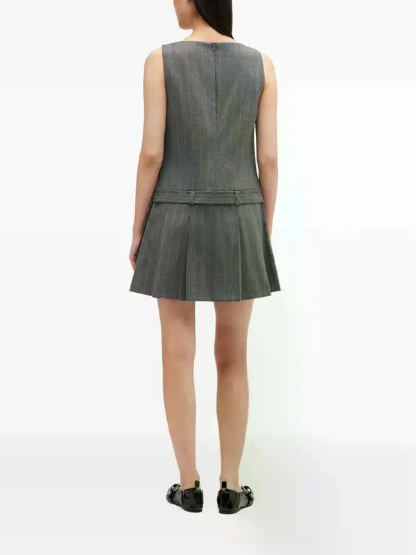 GANNI Pinstripe Pattern Belted Midi Dress