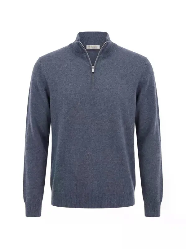 Brunello Cucinelli Cashmere Half-zip Sweater - Blue