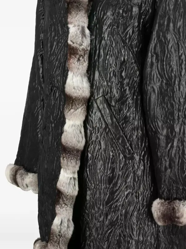 MARIO BORSATO VINTAGE Moiré-effect Coat With Fur Trim