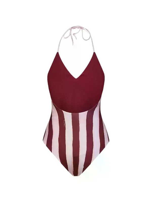 Fendi Pequin Reversible Halterneck Swimsuit - Red